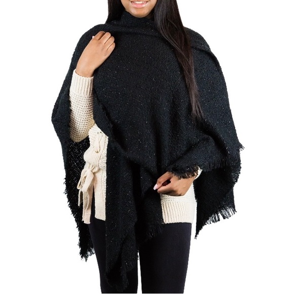 Time and Tru | Accessories | Time True Ruana Two Ways To Wear Black Nwt ...